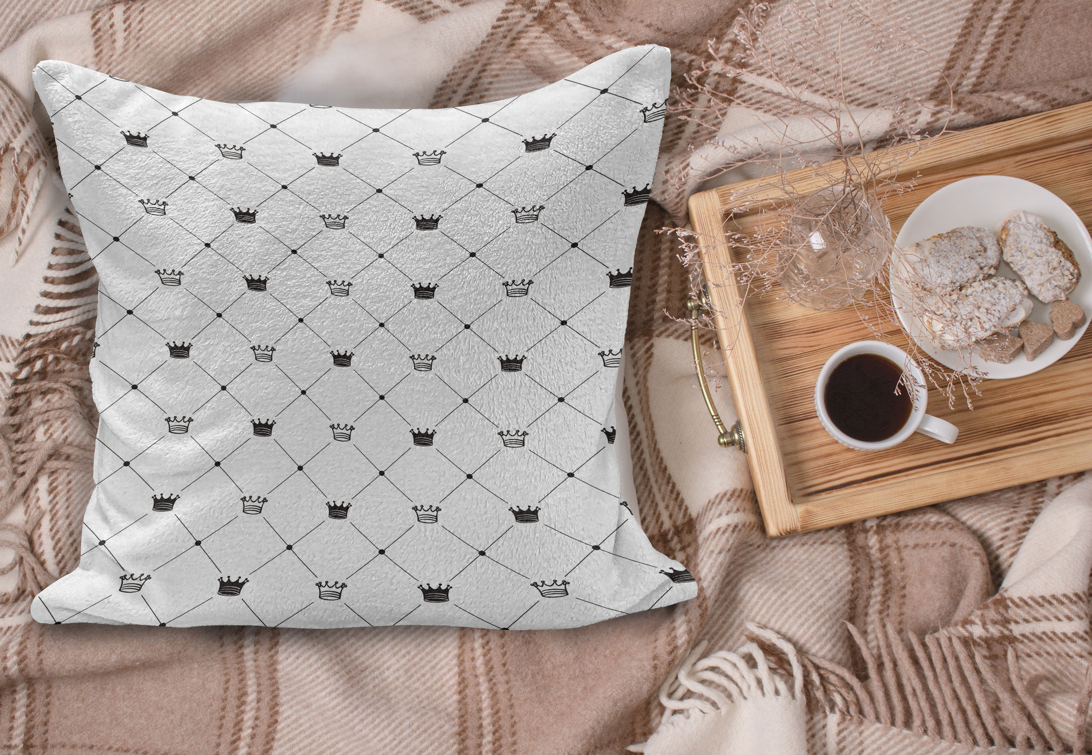 Ambesonne Abstract Fluffy Throw Pillow Cushion Cover, Kings Crown ...