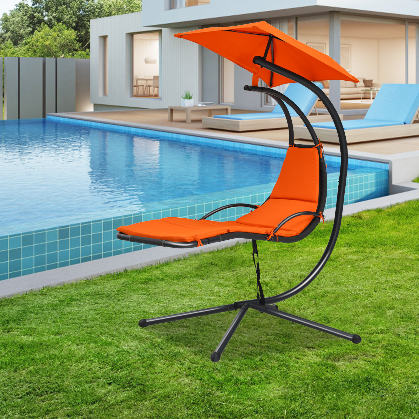 Arlmont & Co. Patiojoy Outdoor Hanging Chaise Lounge Chair Floating ...