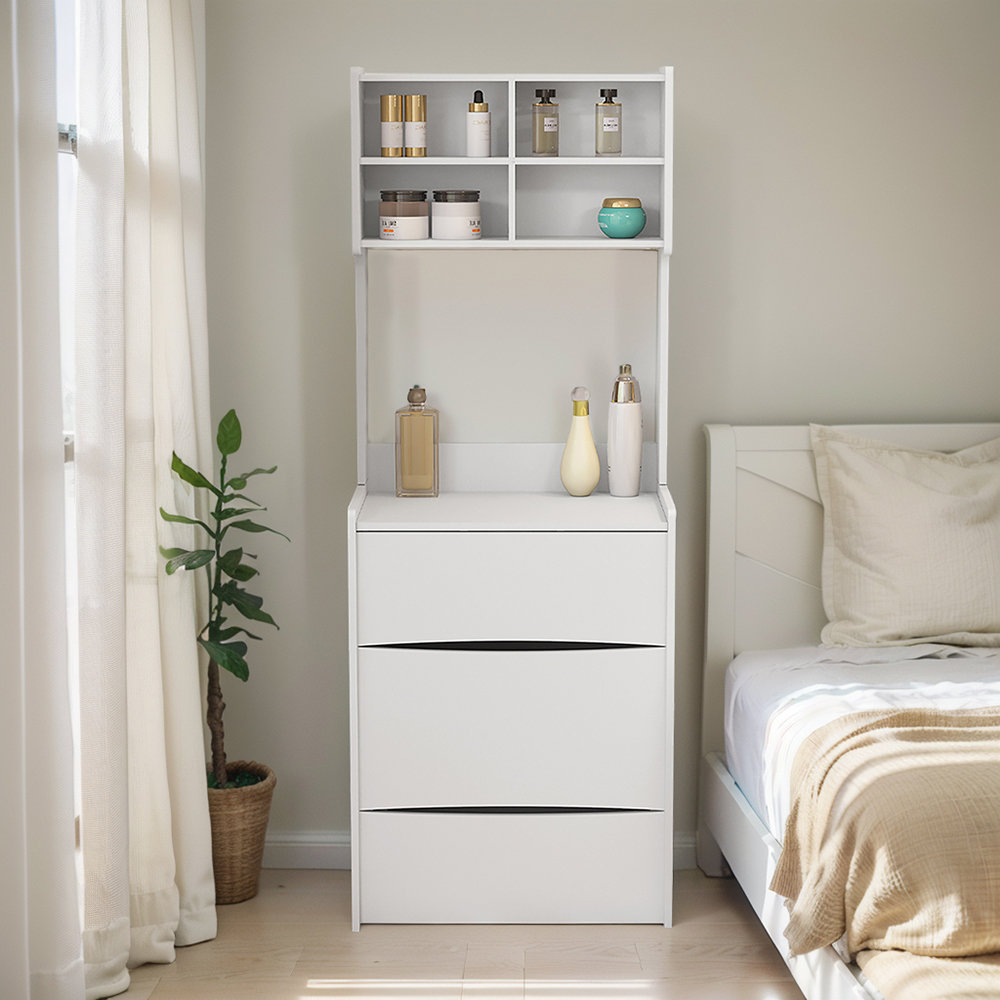 Latitude Run® Makeup Vanity Dressing Table with Removable Upholstered ...