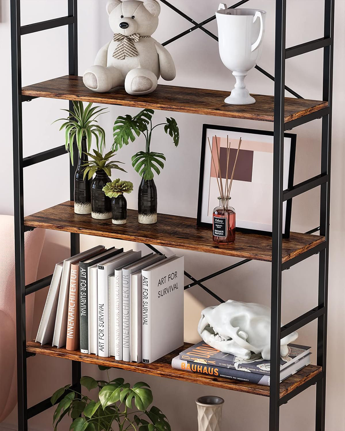 17 Stories 6-Tier Adjustable Bookshelf With Rustic Wood And Metal ...