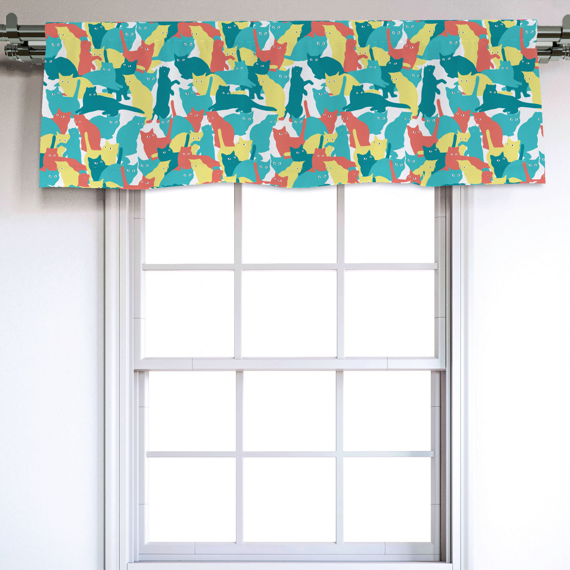 East Urban Home Dog and Cat 54" Window Valance | Wayfair