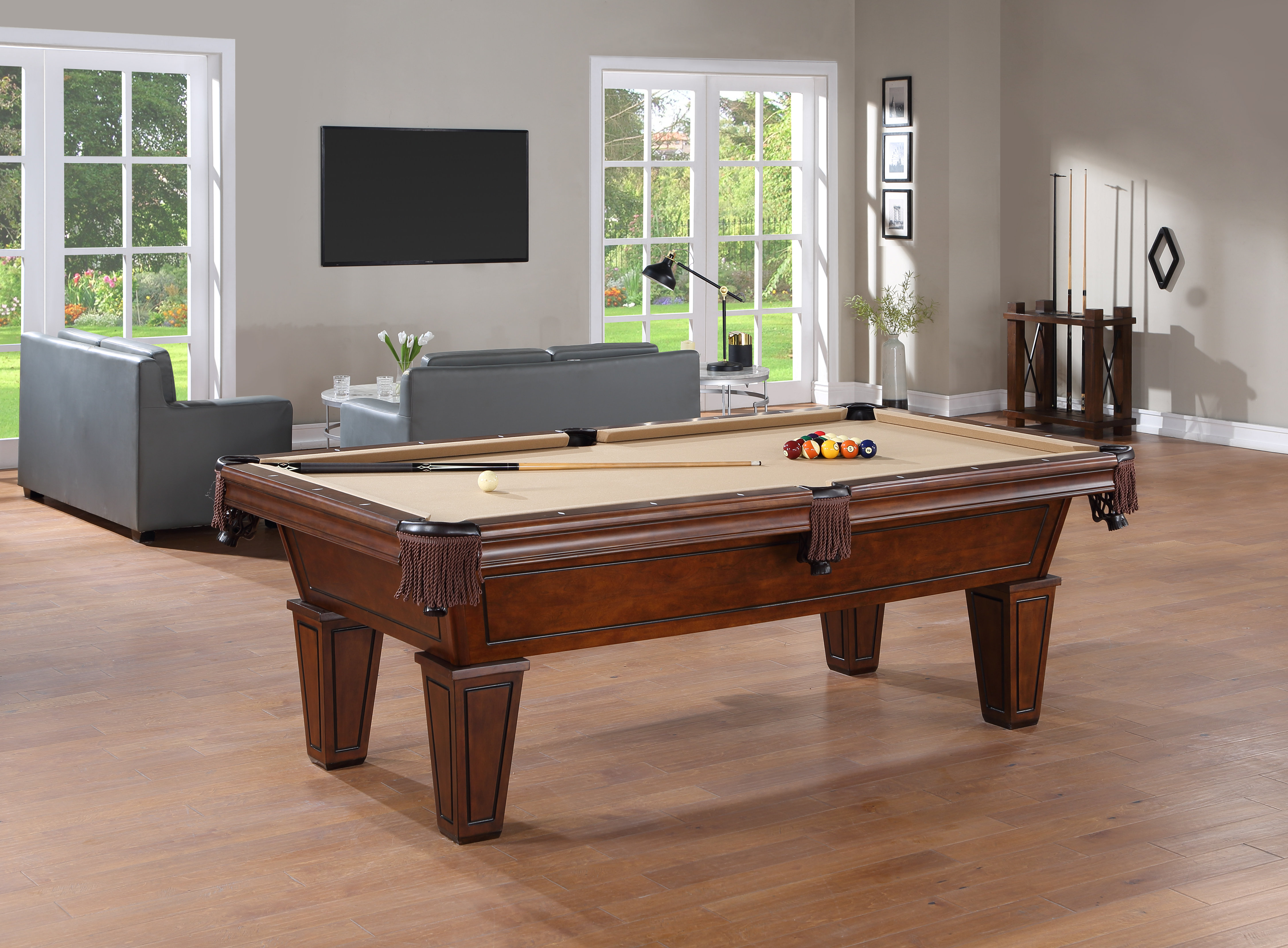 HB Home Baxter Pool Table with Box Leg Design-Includes Professional ...