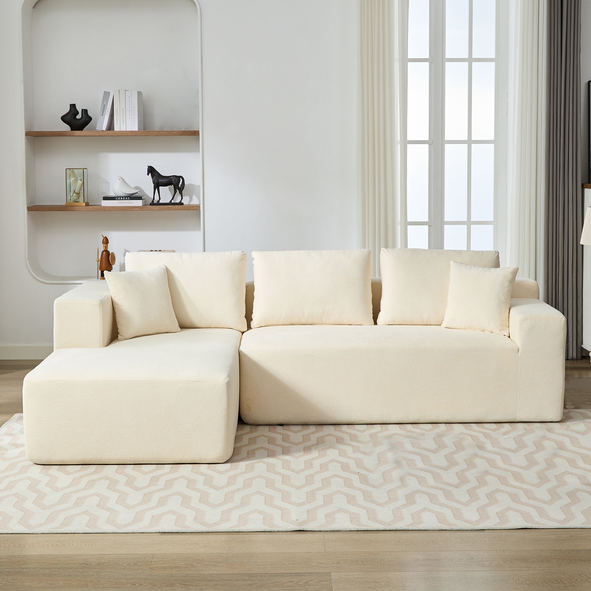 GAFIKY 106” Chenille Modular Sectional Sofa, Modern Couch Sponge ...