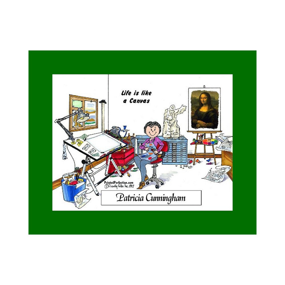 Printed Perfection Personalized Artist - Female Cartoon Caricature with ...