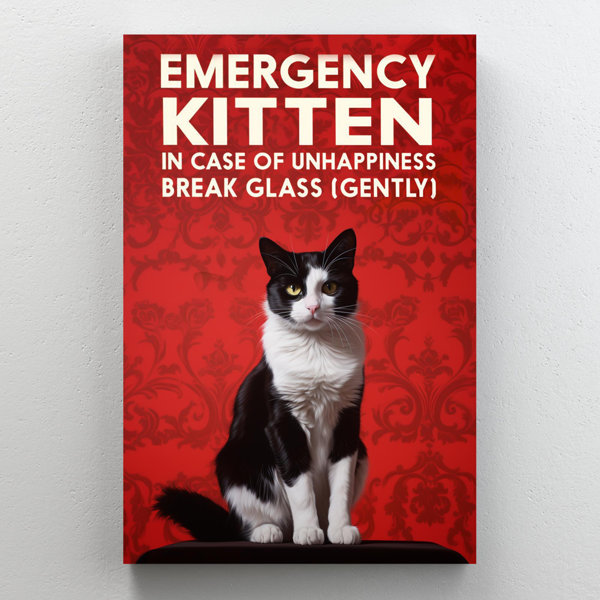 Trinx Emergency Kitten - 1 Piece Rectangle Graphic Art Print On Wrapped ...