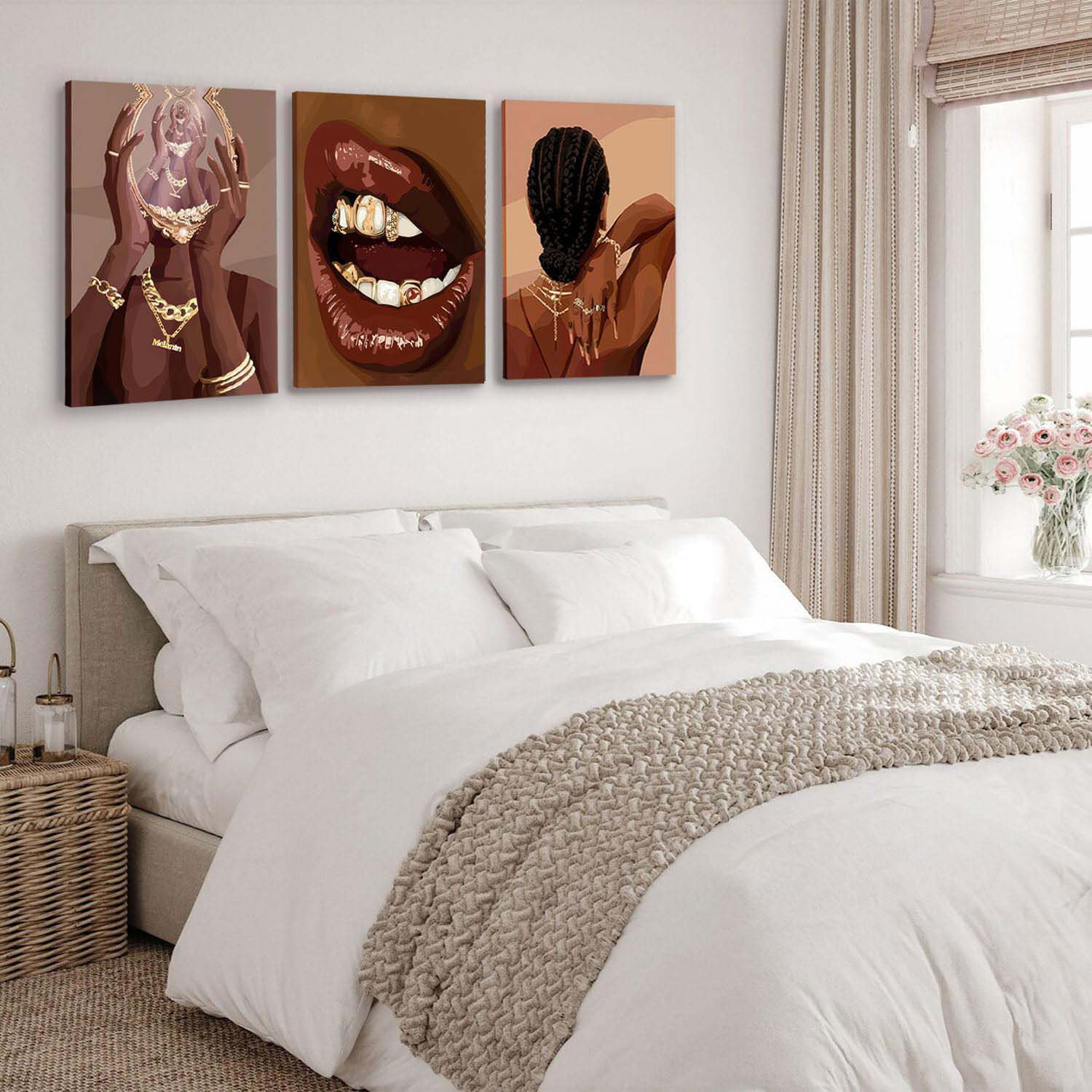 Mercer41 Framed Black Woman Wall Art Set Of 3 Black Girl African Women Canvas Wall Decor ...