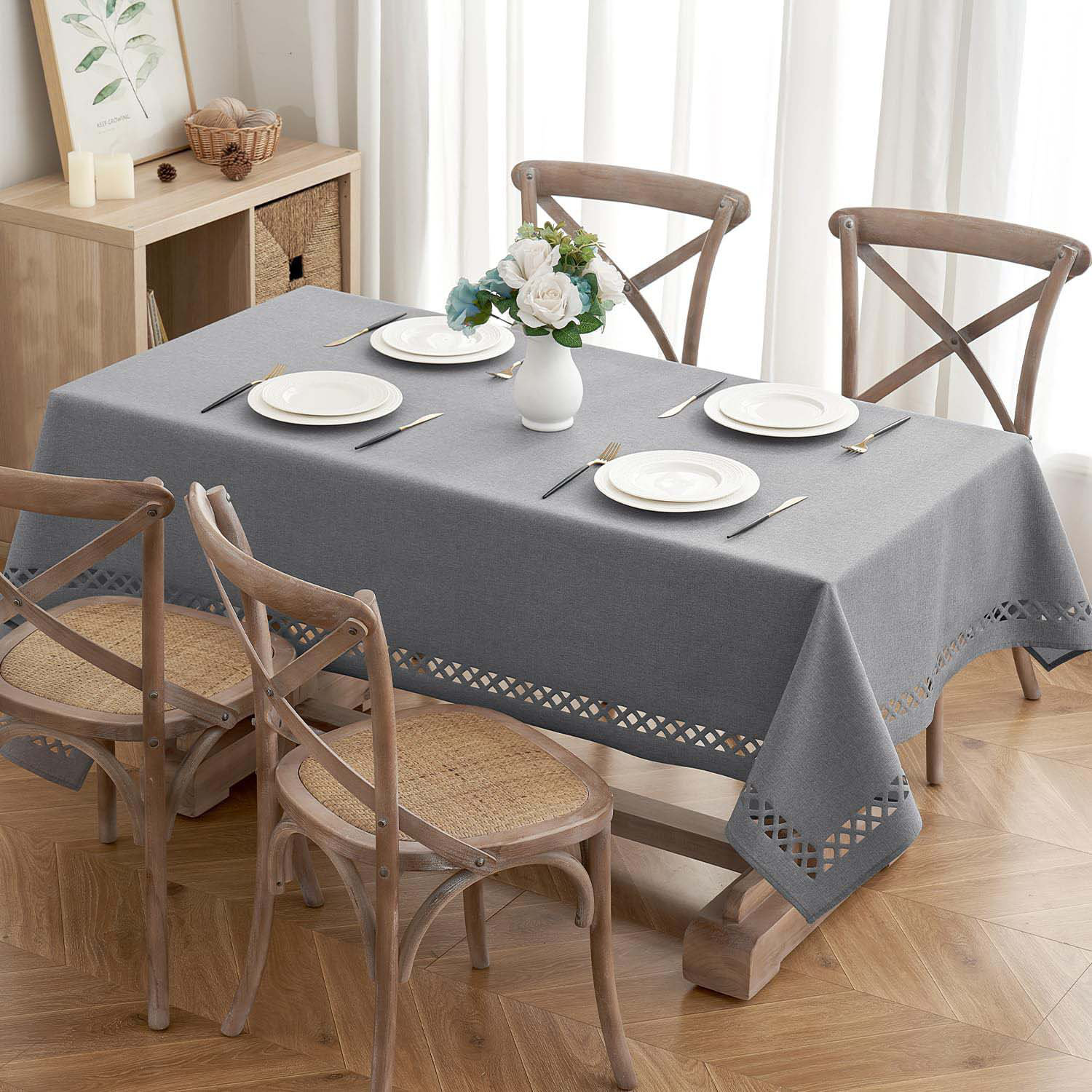 Latitude Run® Polyester Linen Rectangle Tablecloth With Decorative ...
