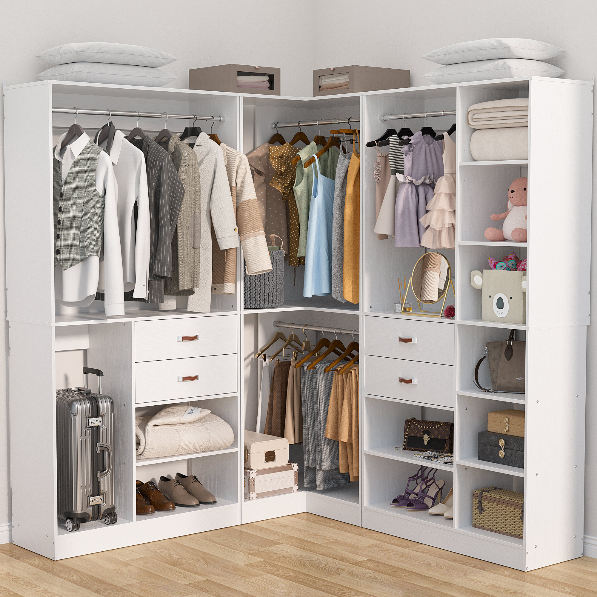 Rebrilliant Natashia 71'' - 110'' W Freestanding Closet System with ...