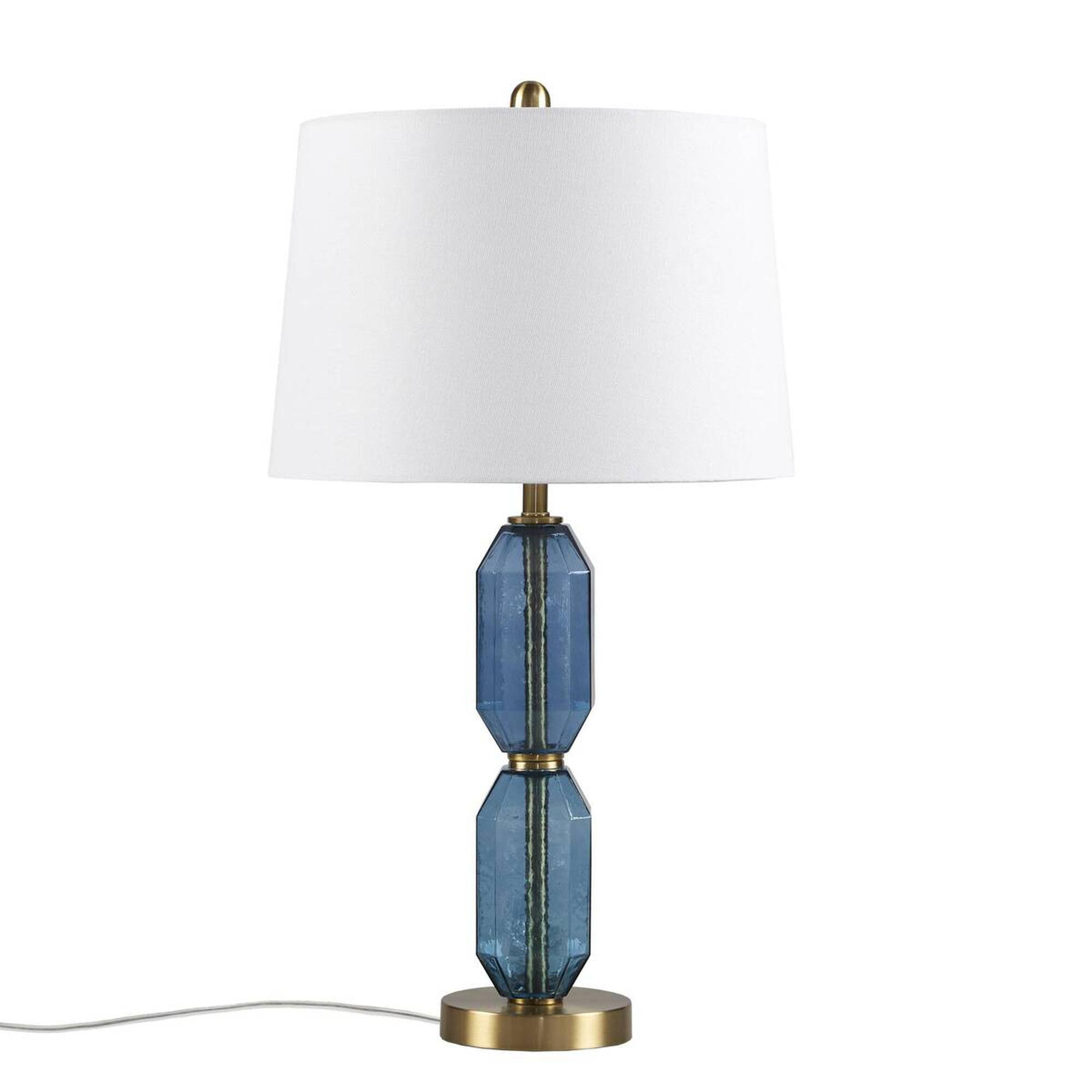 Hokku Designs Faceted Blue Glass Table Lamp Blue See below | Wayfair