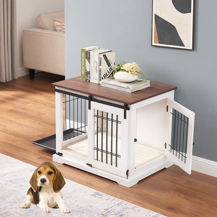 Tucker Murphy Pet™ Dog Crate Furniture with Sliding Barn Door - Wayfair ...