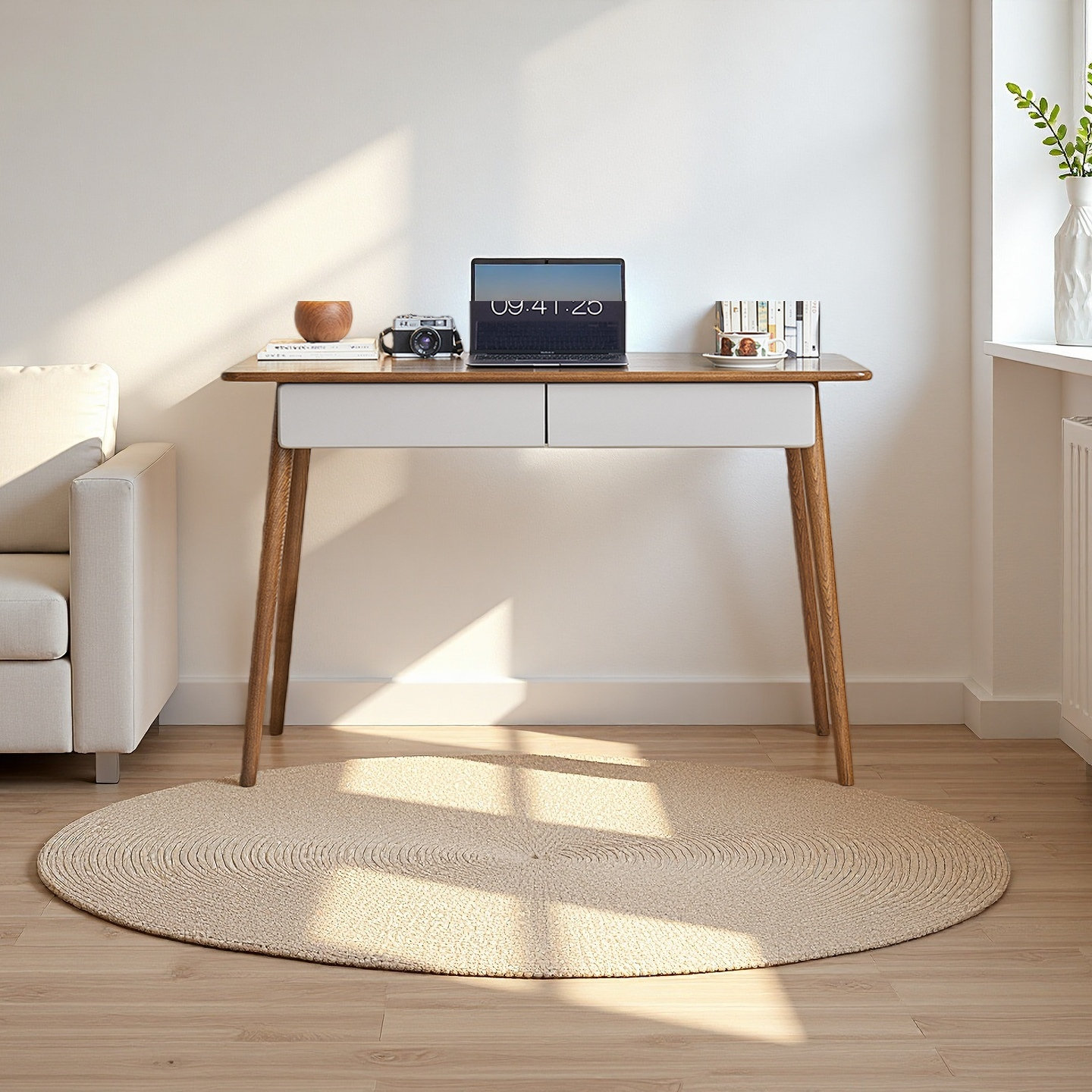 George Oliver White wax wood solid wood small writing desk | Wayfair