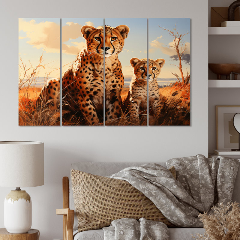 Design Art 4 Cheetah Family In Africa Wall Decor Set Metal | Wayfair