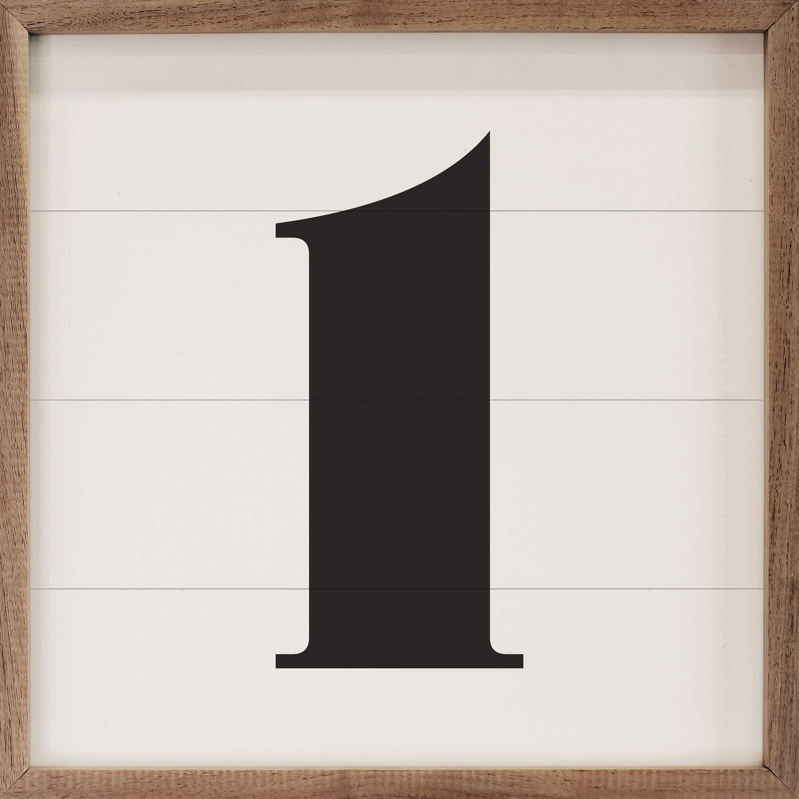 Ebern Designs Square Classic Number One White Framed On Wood | Wayfair