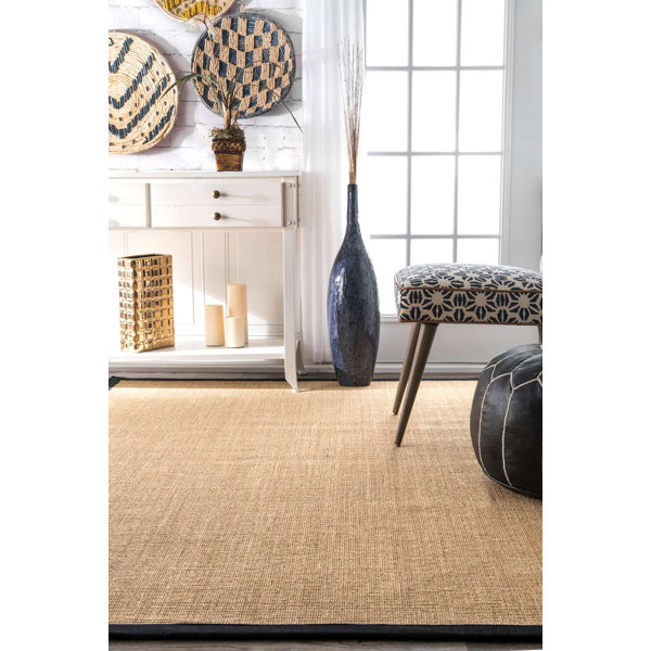 Beachcrest Home Teddy Jute/Sisal Beige/Black Rug & Reviews | Wayfair