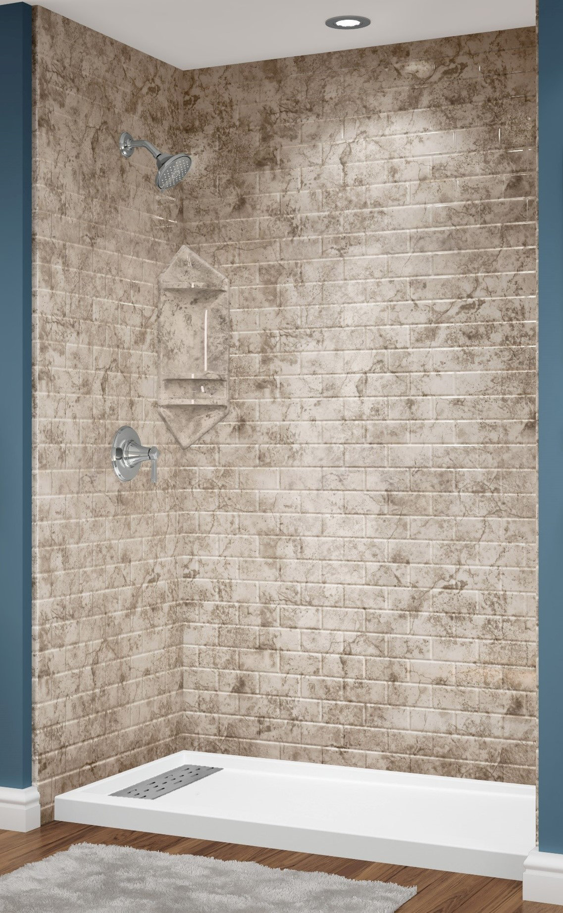 Avora Bath Subway Tile RidgeStone Acrylic Alcove Shower System 60"W x ...