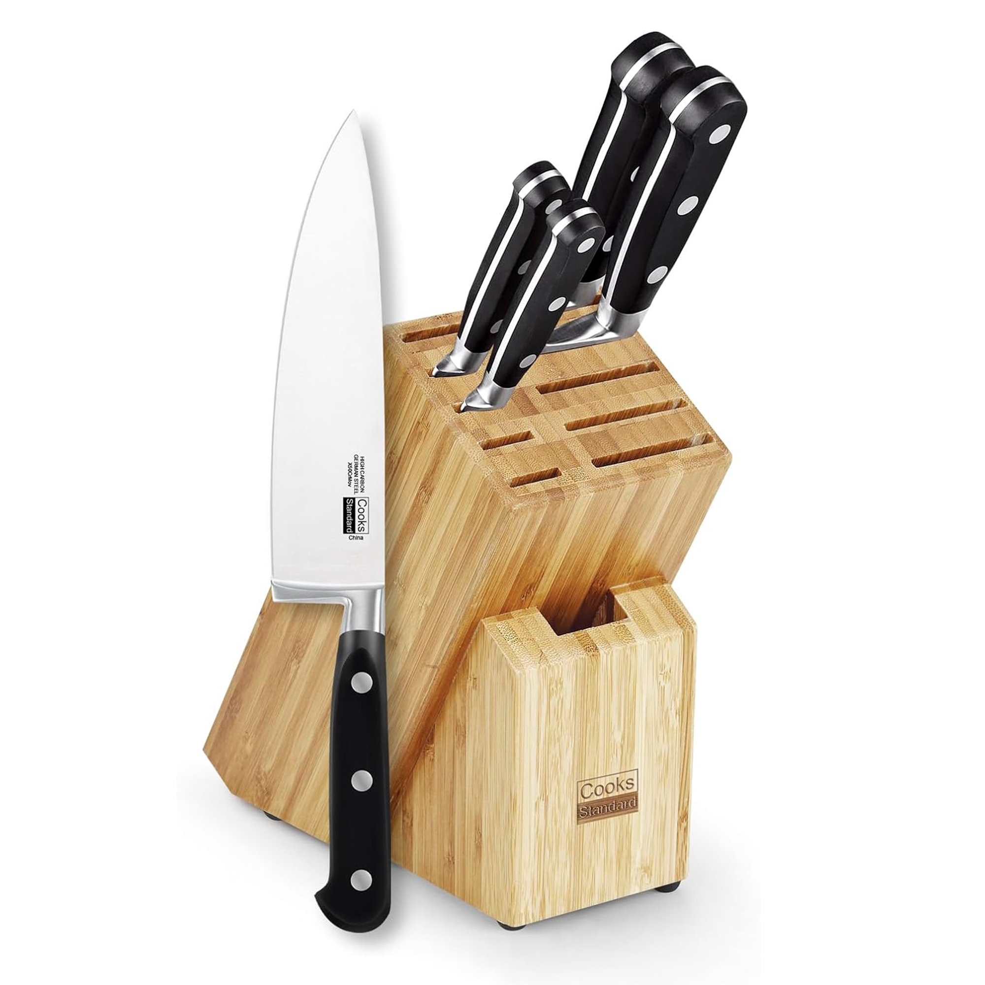 Cooks Standard High Carbon Stainless Steel Kitchen Knife Set with Block ...