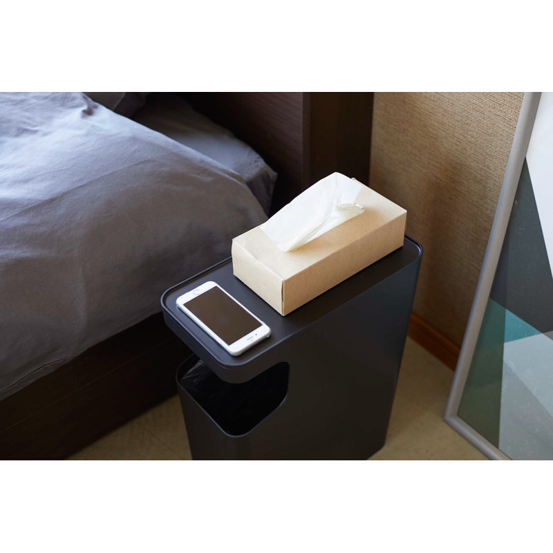 Yamazaki USA Tower Yamazaki Home Slim Side Table And Waste Basket Trash ...