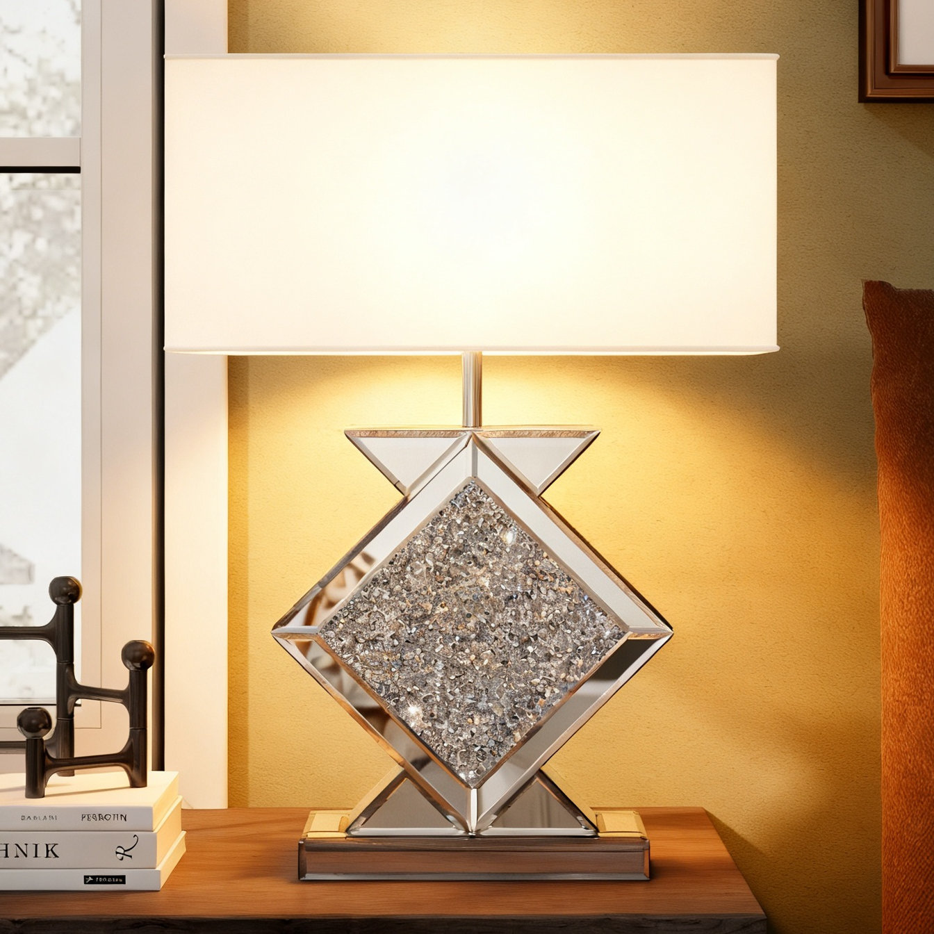 Mercer41 Abrahamson 18.9"H Table Lamp With Crystal Mirrored Glass Base ...