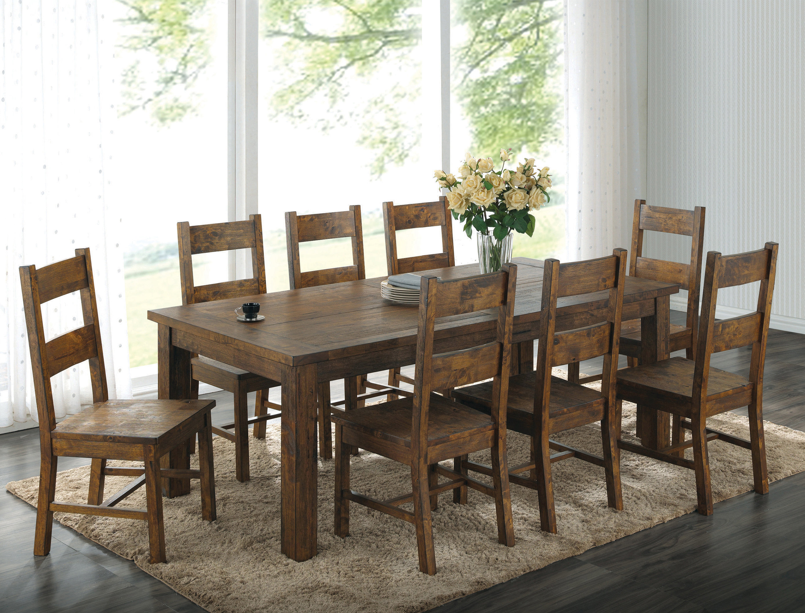 Millwood Pines Camreigh 9 - Piece Rectangular Dining Set in Brown | Wayfair