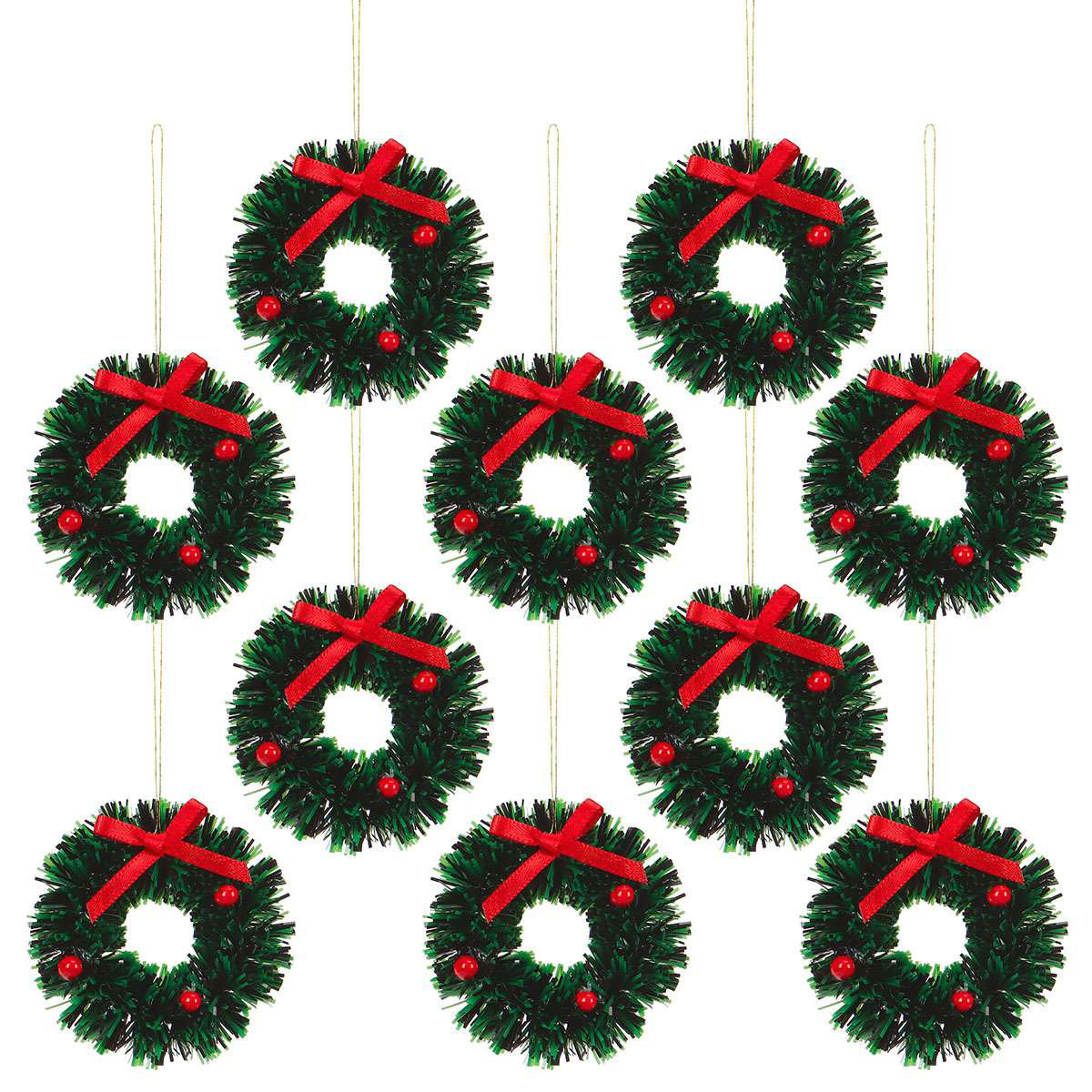 The Holiday Aisle® 10Pcs Mini Artificial Christmas Wreaths Ornaments ...