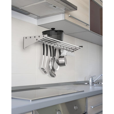 Prep & Savour Steel Flat Wall Mounted Pot Rack & Reviews | Wayfair