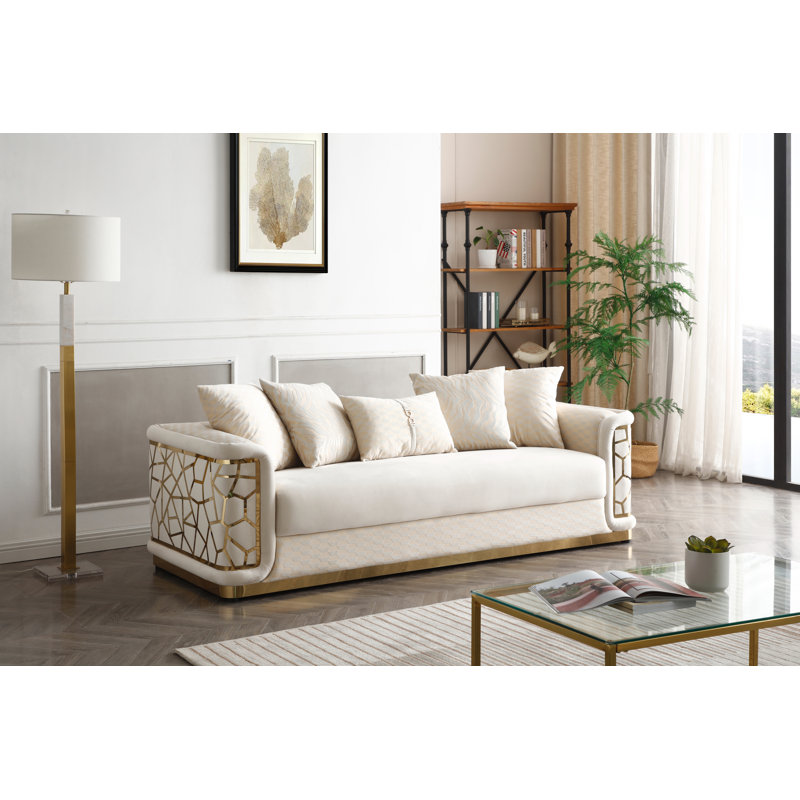 Glory Furniture Talia 92'' Velvet Square Arm Sofa & Reviews | Wayfair