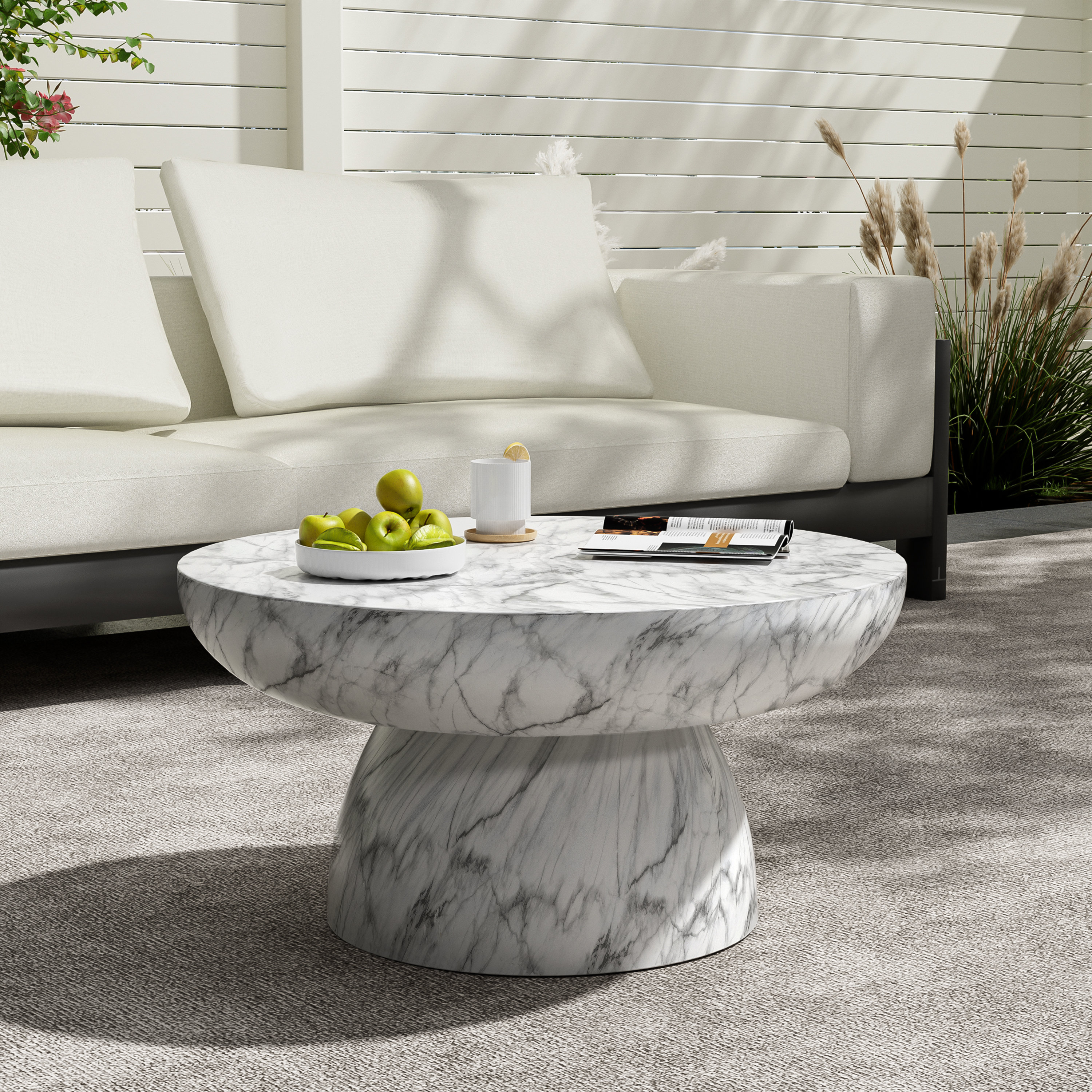 Wrought Studio Rey Patio Round Magnesium Oxide Coffee Table - Wayfair ...