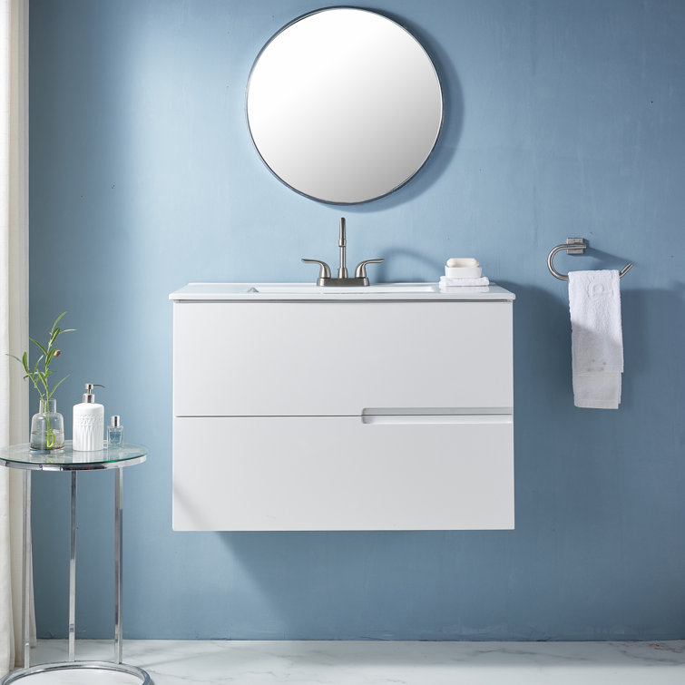 Ebern Designs Tesso 36'' Modern Wall Mounted 2-Drawer Single Bathroom ...