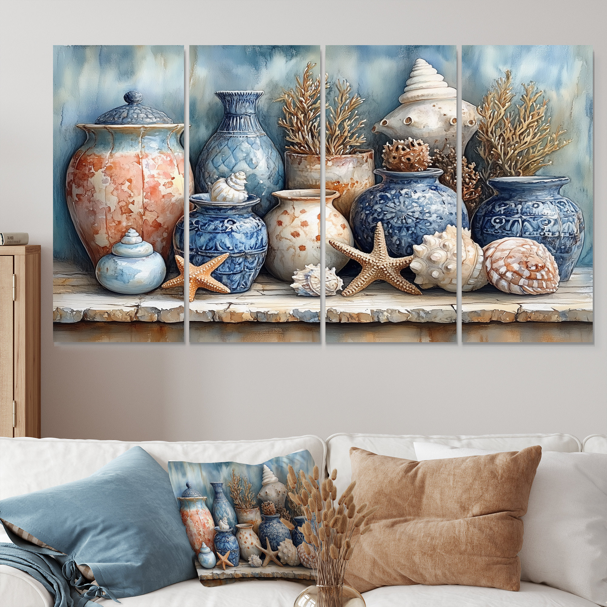 Highland Dunes Blue And White Beach Pottery Oceanic Odyssey - Beach ...