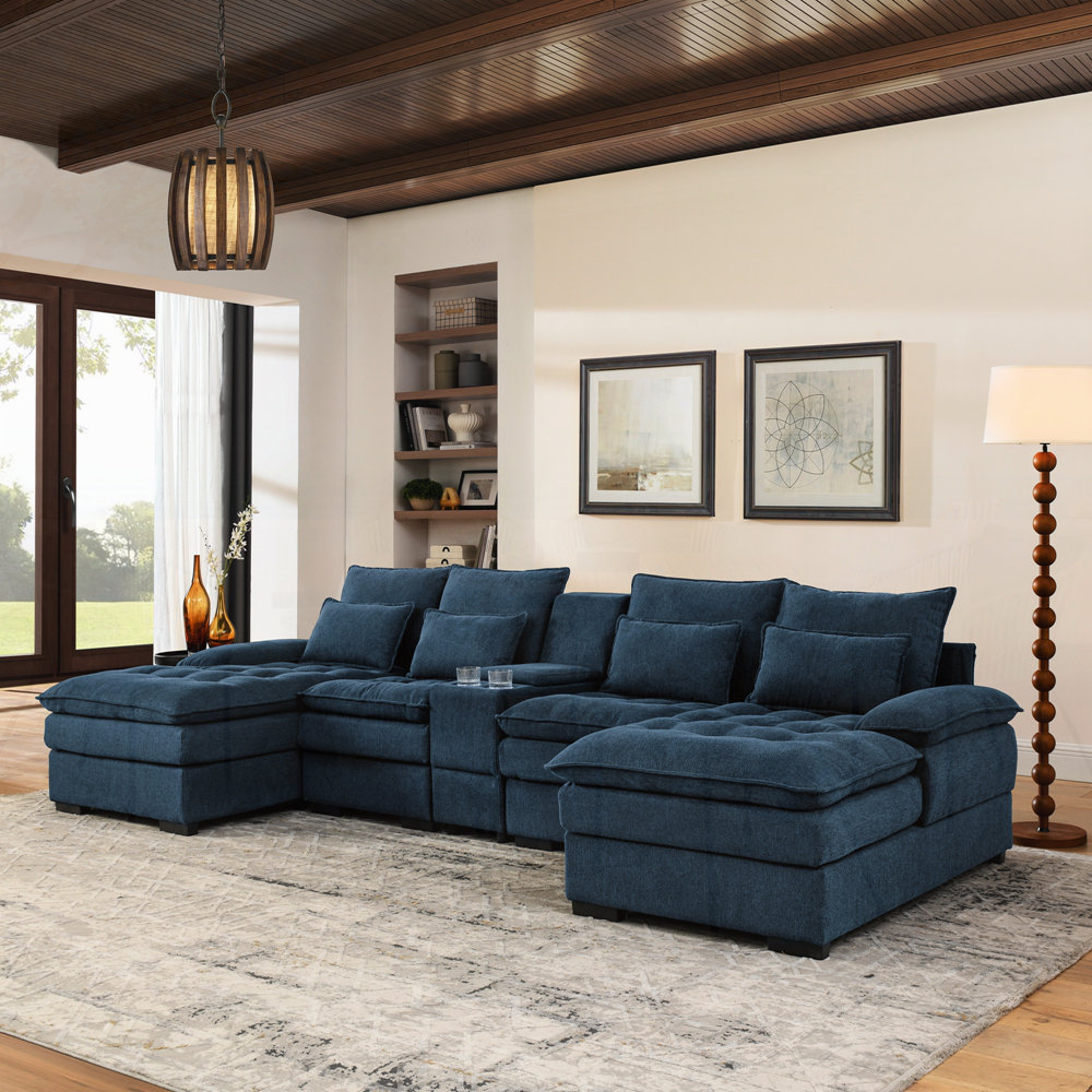 Latitude Run® U-shaped Upholstered Sofa with Console | Wayfair