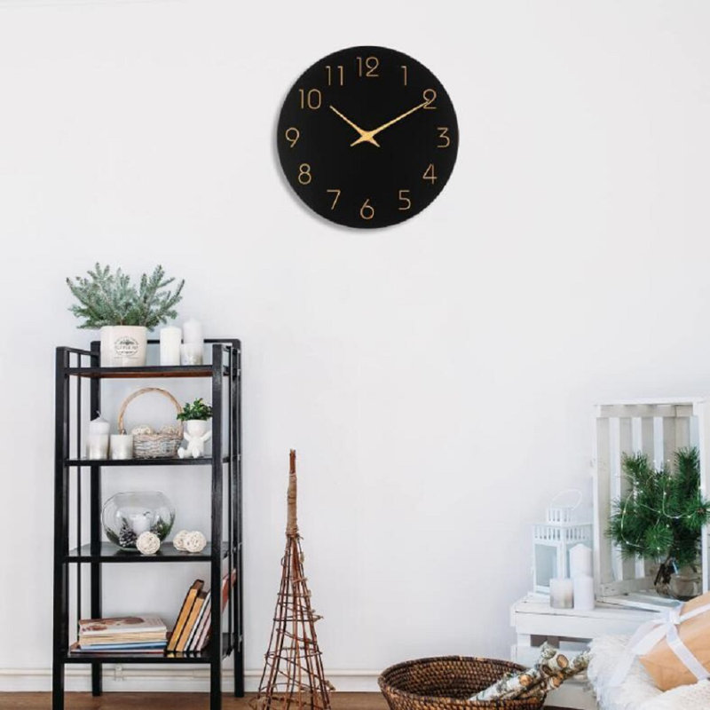 Wrought Studio™ Black Wall Clock | Wayfair