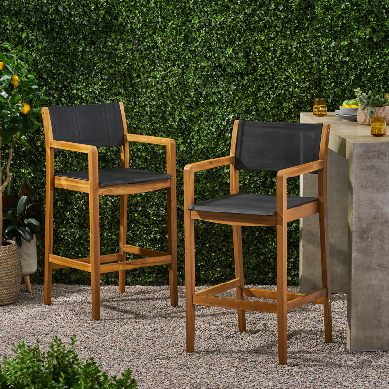 Latitude Run® Outdoor Acacia 30" Patio Bar Stool & Reviews | Wayfair