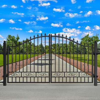 SIMPOL HOME Driveway Gate, Dual Swing driveway gates, Floral Pattern ...