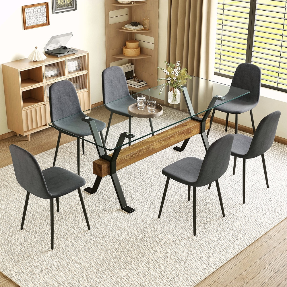 17 Stories Table And Chair Set.79"X31.5" With X-Shaped Black Metal ...