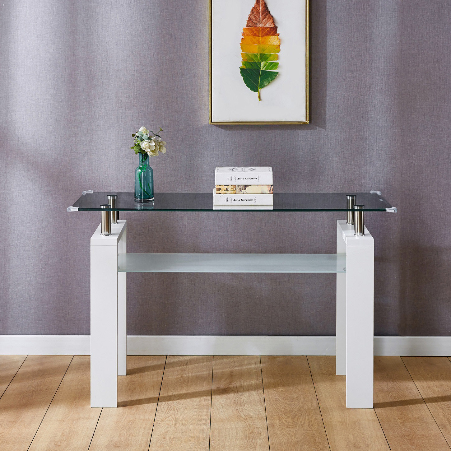 Wrought Studio™ Tempered Glass Top Console Table | Wayfair