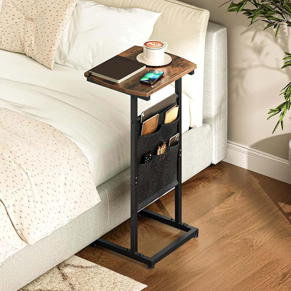 Ebern Designs C Shaped End Table With Storage Bag, 28.3" Tall Small ...