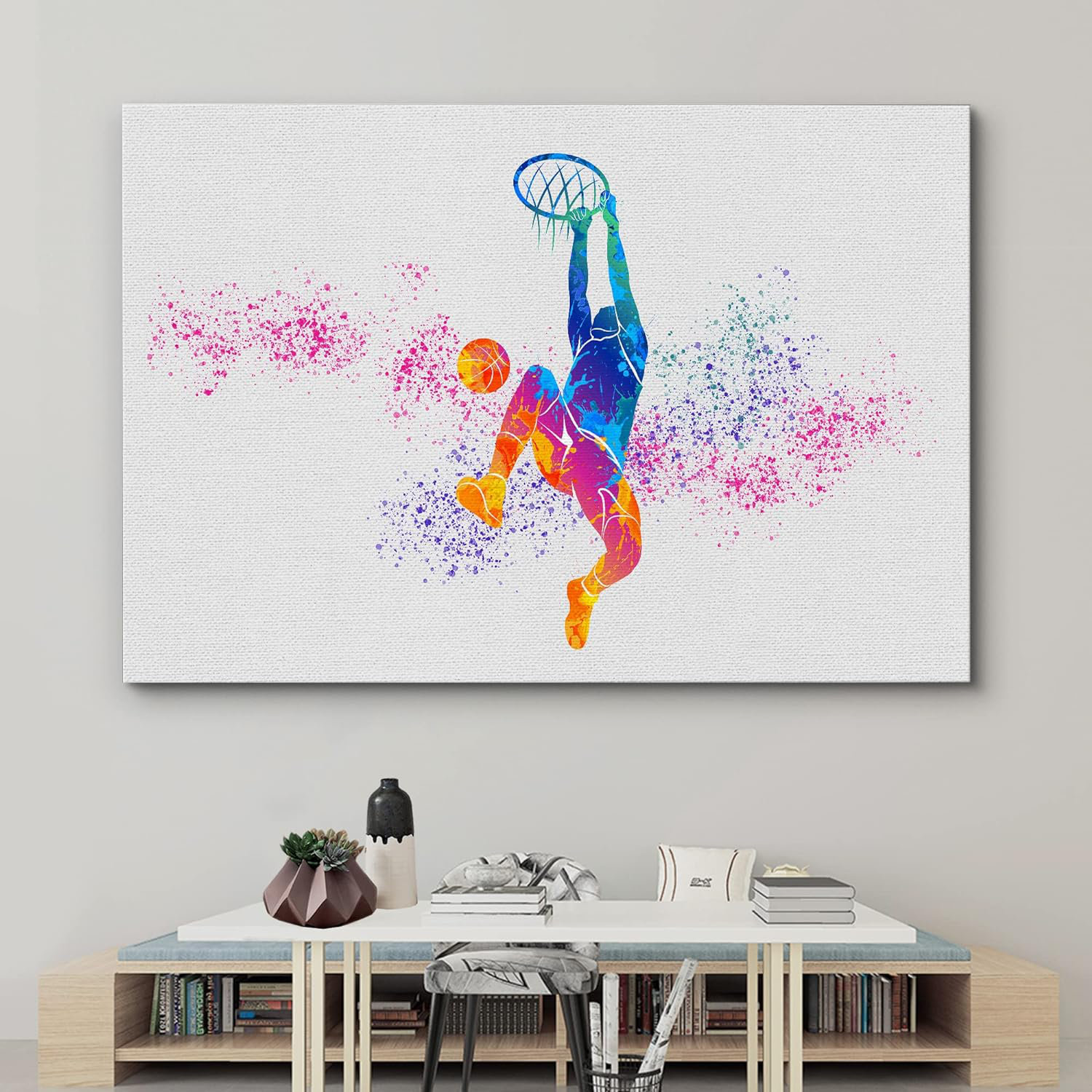 IDEA4WALL Rainbow Spray Paint Ink Basketball Player Sports & Fitness ...
