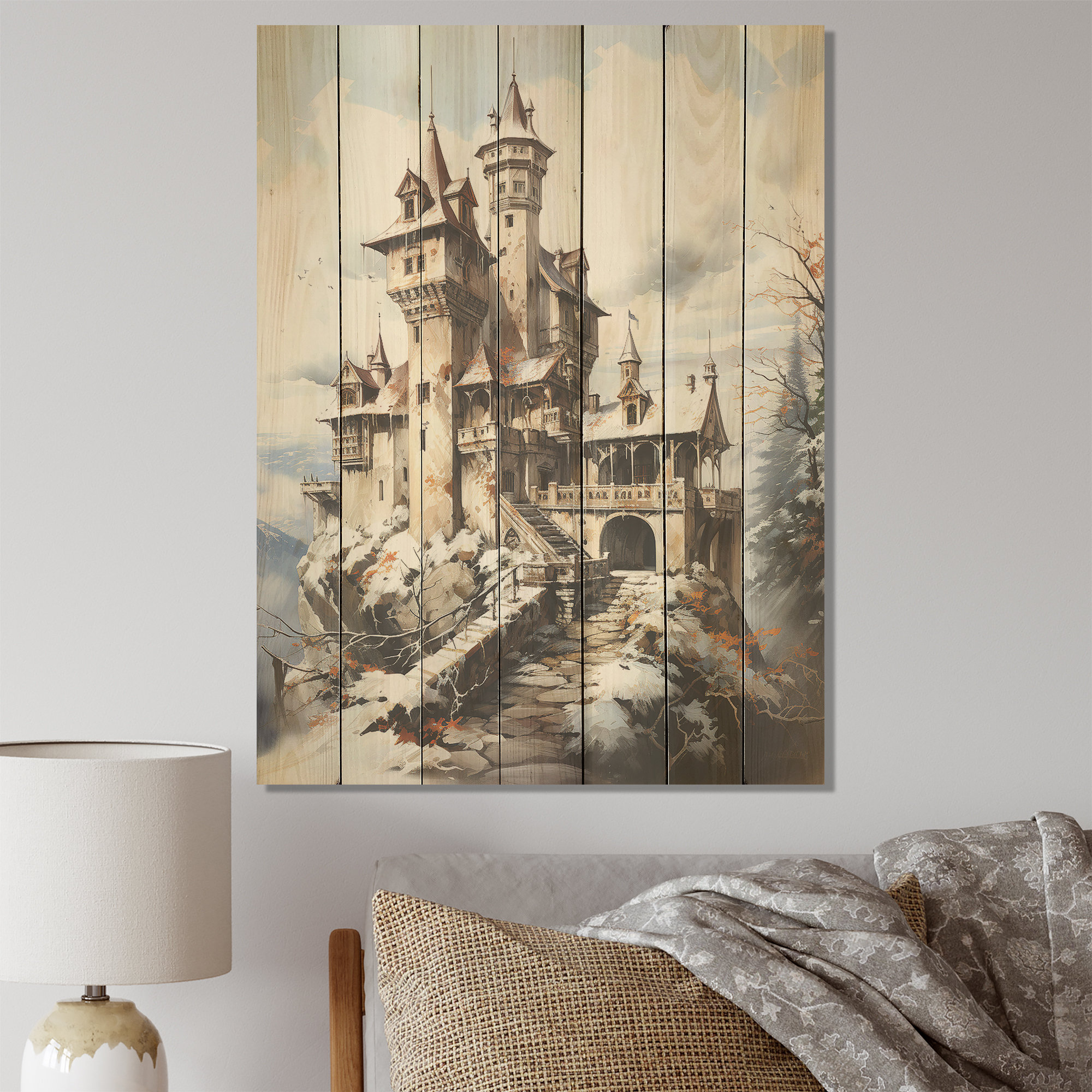 Winston Porter Mediaval Castle In Winter Charm II - Castles On Wood ...
