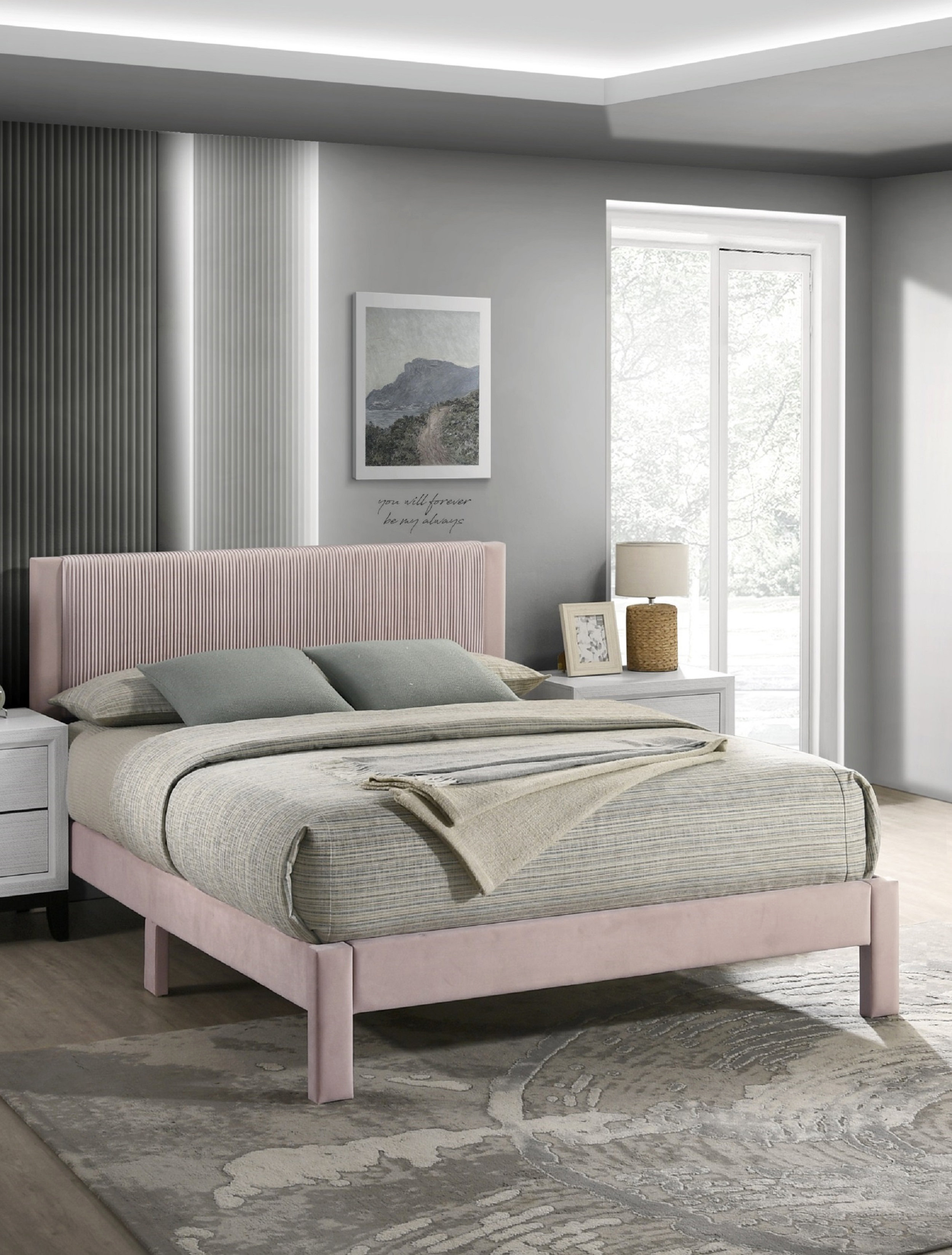 Latitude Run® 1Pc Contemporary Plush Upholstered Headboard Bed With ...