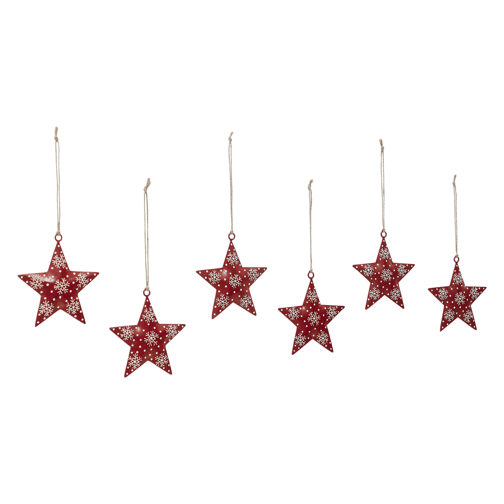 Ophelia & Co. Falling Snow Red Star Metal Ornament Set of 6 - 4 inch ...