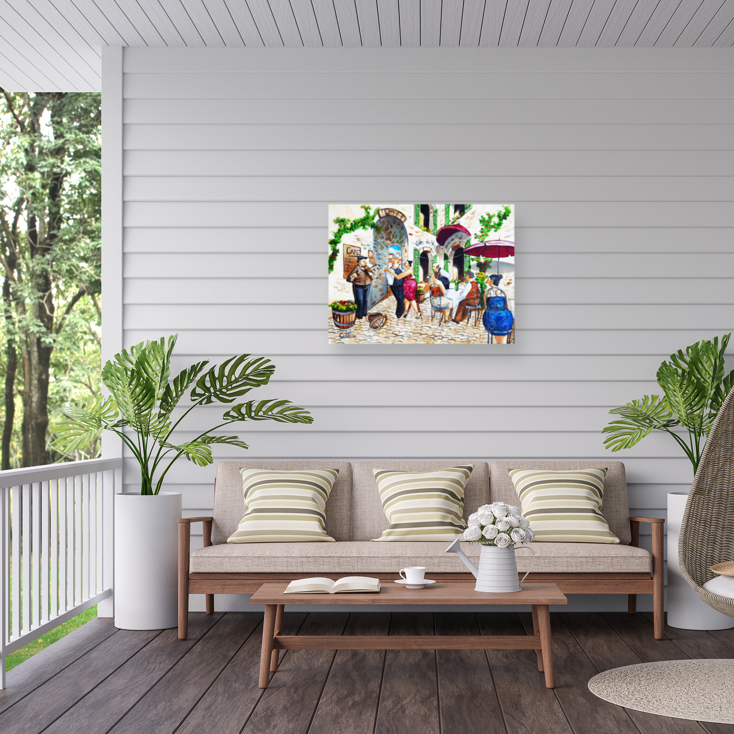 Winston Porter Ronald West Corner Cafe At Cafe Da Vinci Outdoor Canvas ...