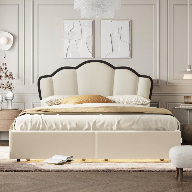 Lark Manor™ Daebreon Full Size Upholstered Platform Bed with LED and 2 ...