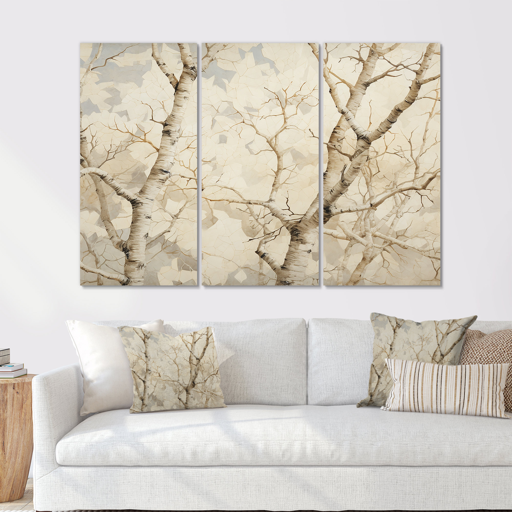 Millwood Pines Minimalims Beige Sycamores Secret I - Tree Sycamore Wall ...