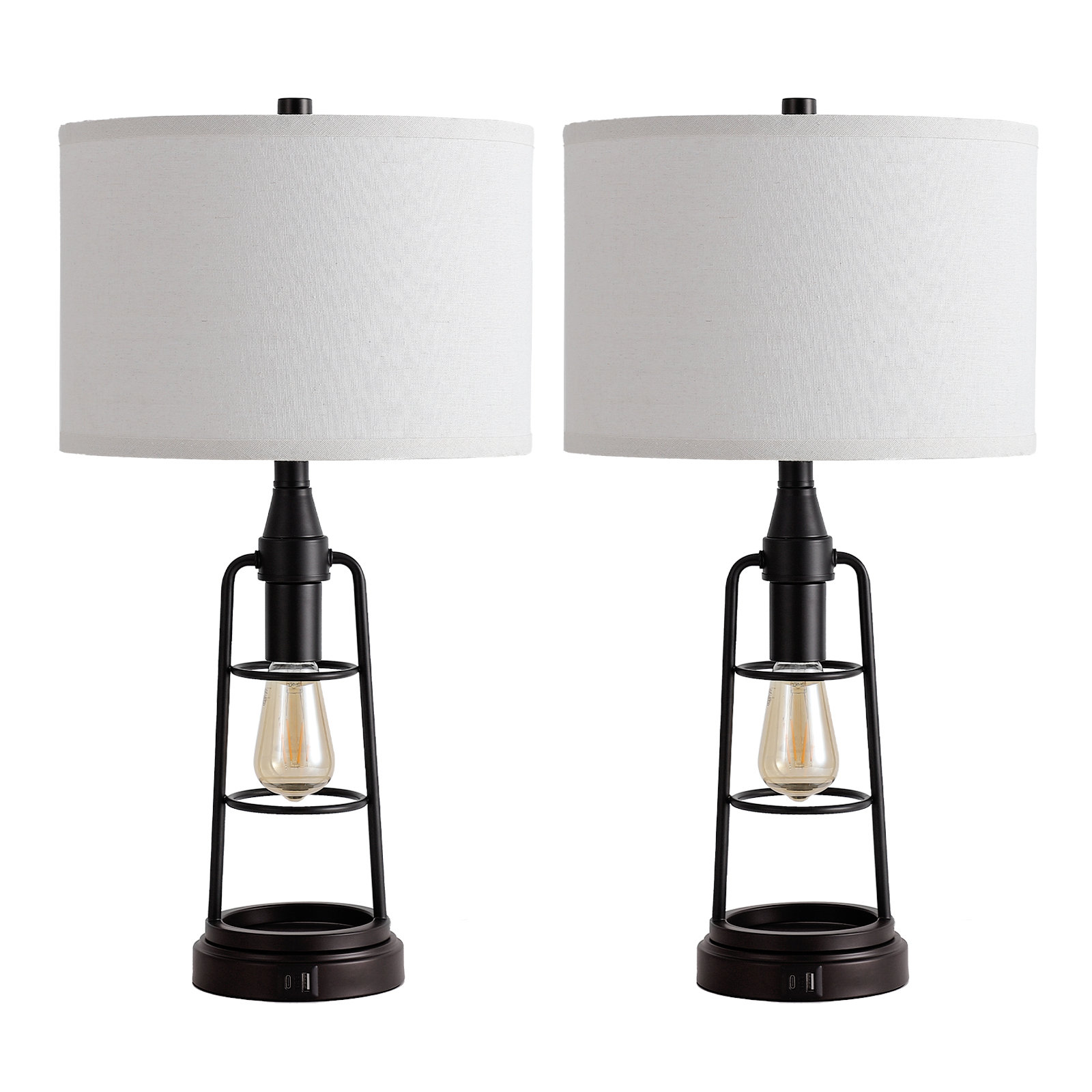 17 Stories Touch Control Table Lamp With Nightlight Black Bedside Lamps ...