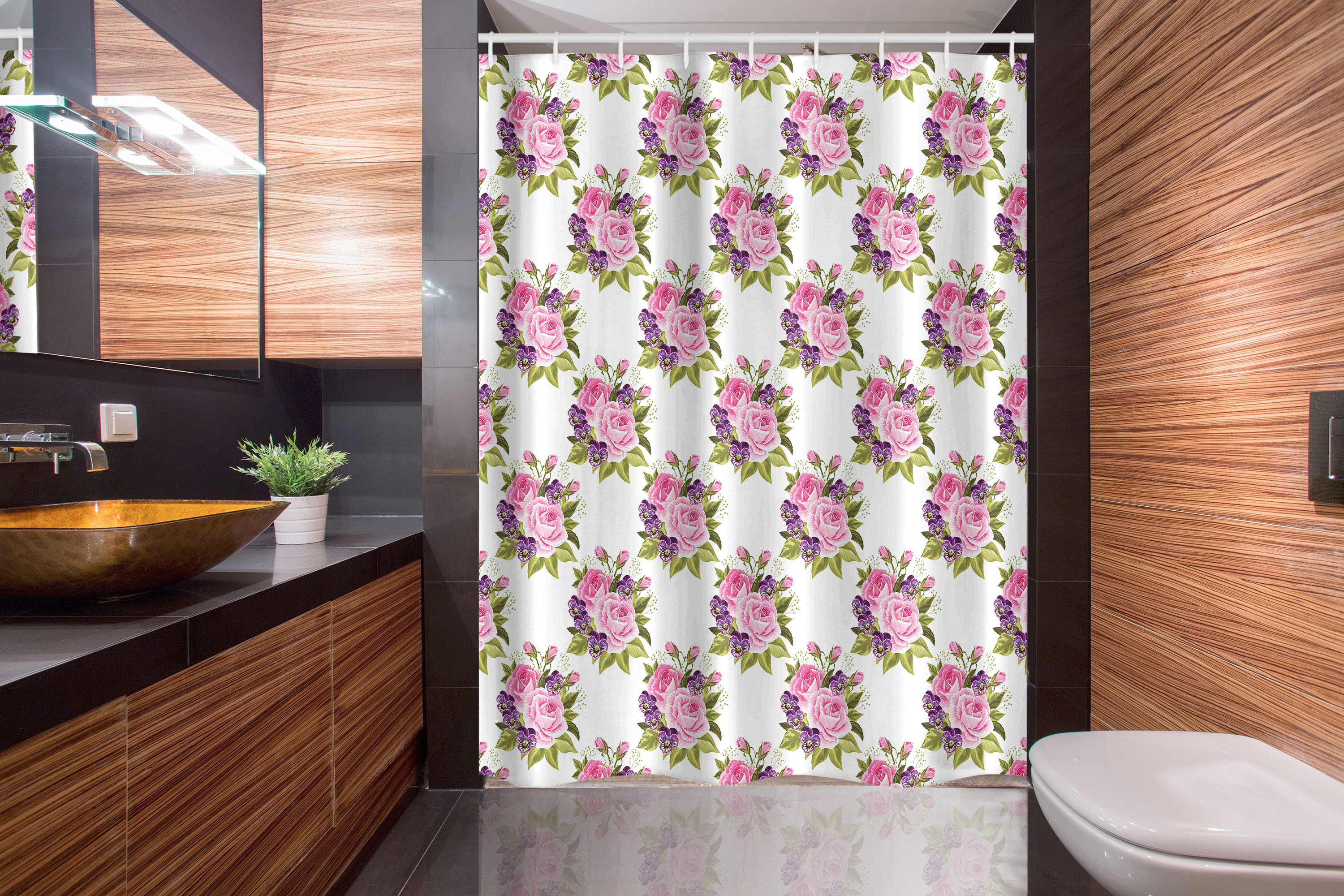 East Urban Home Ashaunte Floral Shower Curtain with Hooks Included ...