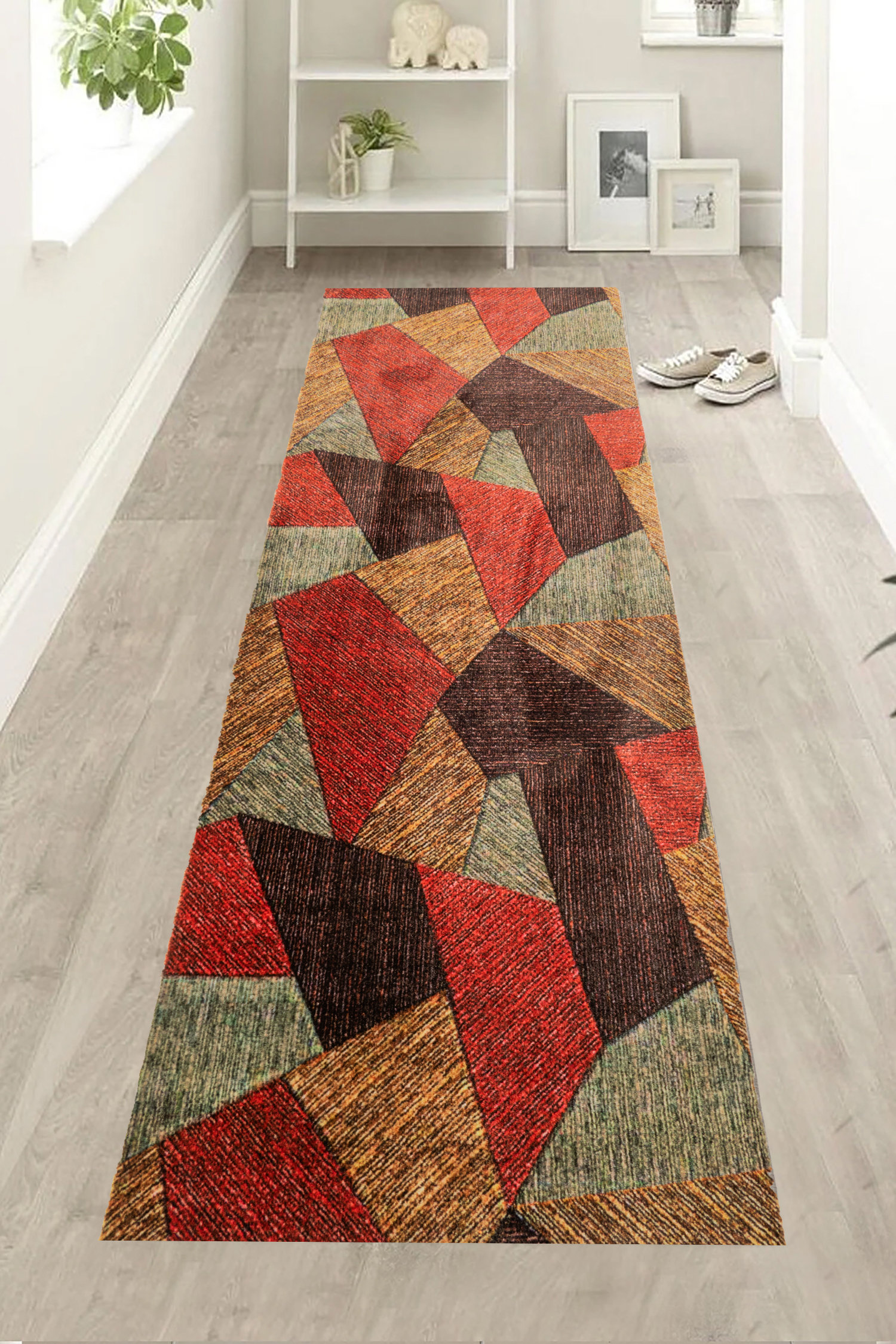 George Oliver Custom Size Runner Rug by Feet Abstract Triangle Design ...