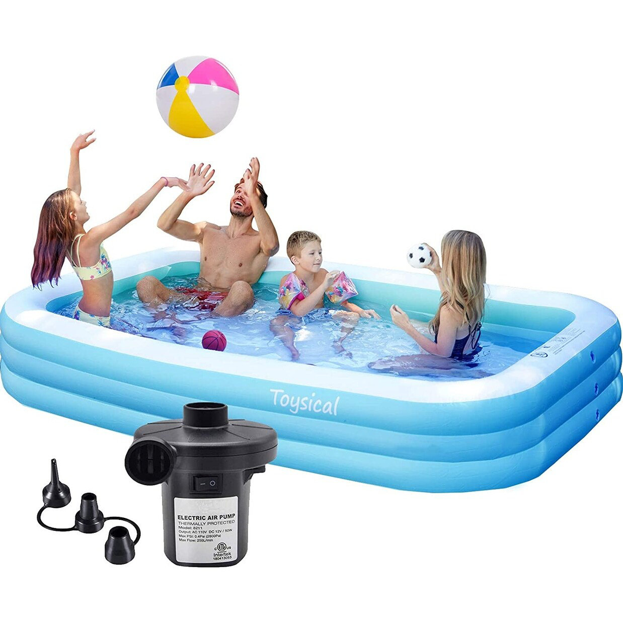 Toysical Inflatable Swimming Pool With Air Pump For Kids And Adults ...