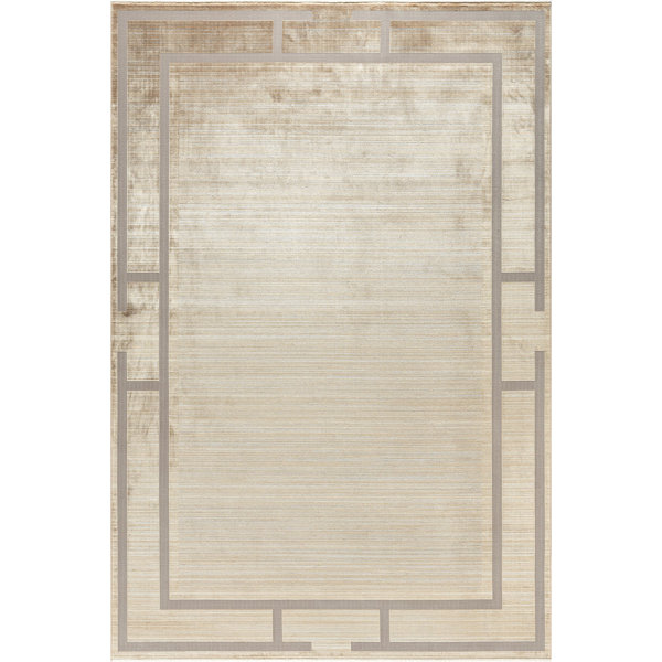 Ebern Designs Jeanie Framed Machine Woven Beige Area Rug | Wayfair.co.uk