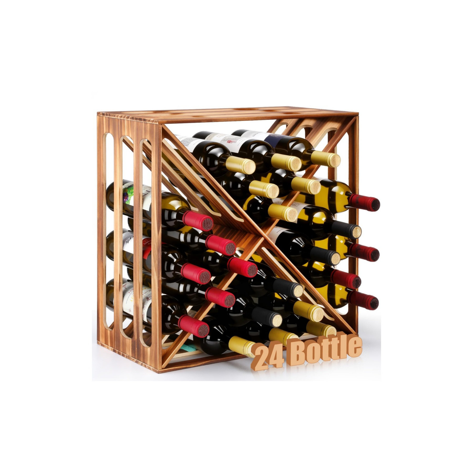 George Oliver 24 Bottle Wine Rack Freestanding Floor Compact Cube ...