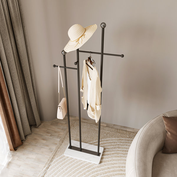 Mercer41 Eimie Steel 6 - Hook Freestanding Coat Rack with Weighted ...